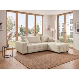 OTTO home Ecksofa &raquo;Bella Couch L-Form, B: 234 cm - OTTO. Verl&auml;ssliche Qualit&auml;t.&laquo; mit Schlaffunktion, Bettkasten & Zierkissen beige 100%Polyester B/H/T