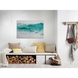 A.S. Cr&eacute;ation Leinwandbild &raquo;into the blue&laquo; Kunst Tiere 1 Stk. tlg. Keilrahmen Unterwasser Welt Fische Leinwand-Bild Wohnzimmer modern gr&uuml;n Holz, Stahl B/H/T: 90cm x