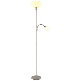 Globo LIGHTING Stehlampe &raquo;HINTON&laquo; E27 1 Stk. Stehleuchte, Opal, Druckschalter, Flexo, E27/E14 grau 1, &Oslash; 26cm H: 178,7cm, 1 Stk.