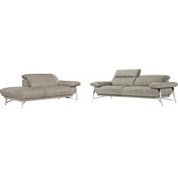 Egoitaliano Sofa &raquo;Anais, erstklassiger Sitzkomfort, Fu&szlig;farbe chrom&laquo; Set, Kopfteil verstellbar, Luxus-Microfaser Lederoptik, opal grau grau Luxus-Microfaser 