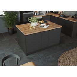 KOCHSTATION K&uuml;cheninsel &raquo;KS-Bruneck, Breite 153 cm&laquo; MDF-Fronten, Arbeitsplatte 38mm stark grau B/H/T: 153cm x 86cm x 100cm, Typ 1mit T&uuml;ren