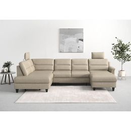 Sit & More sit&more Wohnlandschaft &raquo;Far&ouml; U-Form&laquo; inklusive Federkern, wahlweise mit Schlaffunktion und Bettkasten beige B/H/T: 325cm x 90cm x 187cm, Microfaser, 