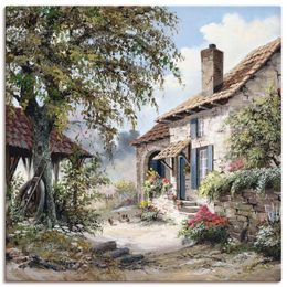 Artland Leinwandbild &raquo;Opa's Haus&laquo; Garten 1 Stk. tlg. auf Holzrahmen gespannt gr&uuml;n Leinwand B/H/T: 70cm x 70cm, Leinwandbild Garten quadratisch, 1 Stk.