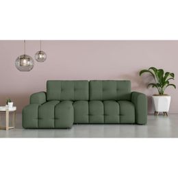 OTTO home Ecksofa &raquo;Manilla, wahlweise mit Bettfunktion, B/T/H 265/170/91 cm&laquo; L-Form mit Recamiere rechts/links bestellbar, Wellenunterfederung gr&uuml;n 
