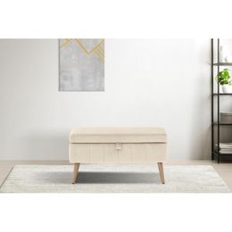 OTTO home Truhenbank &raquo;AMIRA Sitzbank mit Stauraum, Ma&szlig;e B/T/H: 81/36/43 cm&laquo; mit Staufach, in 3 Bezugsqualit&auml;ten mit feiner Steppung beige Struktur 