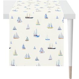 Apelt Tischl&auml;ufer &raquo;3911 OUTDOOR, Sommerdeko, Sommer&laquo; mit Schiff-Motiv im Digitaldruck bunt Polyacryl B/L: 48cm x 140cm, 1 Stk., rechteckig