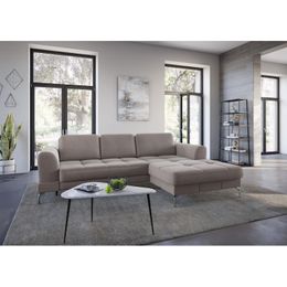 Sit & More sit&more Ecksofa &raquo;Bendigo L-Form&laquo; inklusive Sitztiefenverstellung, Bodenfreiheit 15 cm, 2 Fu&szlig;farben beige B/H/T: 284cm x 87cm x 175cm, Samtoptik,mega-