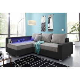 Collection AB Ecksofa &raquo;Relax L-Form, B: 223 cm&laquo; Schlaffunktion, Bettkasten, Regal & 1 Zierkissen, optional Licht schwarz Zierkissen: 100%Polyester;