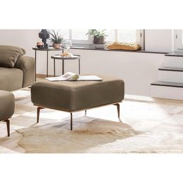 W.Schillig Polsterhocker &raquo;run&laquo; mit Holzsockel, F&uuml;&szlig;e in Bronze pulverbeschichtet, Breite 75 cm beige Longlife Xtra-Leder Z73: Naturwalkleder der 