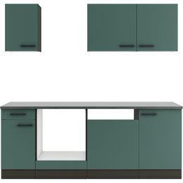 Optifit K&uuml;chenzeile &raquo;Palma&laquo; Breite 210 cm, wahlweise mit E-Ger&auml;ten, seitenverkehrt stellbar gr&uuml;n B/H/T: 210cm x 60cm, ohne E-Ger&auml;te