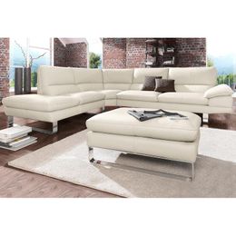 Calia italia Ecksofa &raquo;Dave, italienisches Designsofa mit erstklassigem Sitzkomfort, L-Form&laquo; mit tollen Lederbez&uuml;gen wei&szlig; NaturLeder Sorrento;Leder 