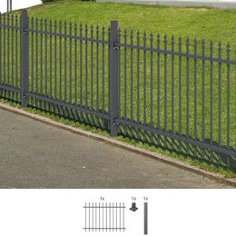 Alberts Metallzaun &raquo;Anbauset Chaussee&laquo; H&ouml;he: 100 und 120 cm, Breite: 200 cm, zum Aufschrauben grau Aluminium H/L: 100cm x 2m, Pfosten: 1 Stk.