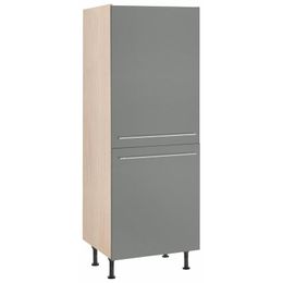 Optifit K&uuml;hlumbauschrank &raquo;Bern&laquo; 60 cm breit, 176 cm hoch, h&ouml;henverstellbare Stellf&uuml;&szlig;e, Nischenma&szlig; 88 grau akaziefarben, B/H/T: 60cm x 176,6cm x 58,4cm