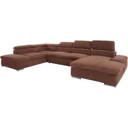 Sit & More sit&more Wohnlandschaft &raquo;Alcatraz U-Form&laquo; wahlweise mit Schlaffunktion braun Struktur fein (97% Polyester, 3% Polyamid);Luxus-Microfaser ALTARA NUBUCK