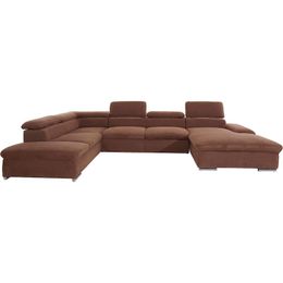 Sit & More sit&more Wohnlandschaft &raquo;Alcatraz U-Form&laquo; wahlweise mit Schlaffunktion braun Struktur fein (97% Polyester, 3% Polyamid);Luxus-Microfaser ALTARA NUBUCK