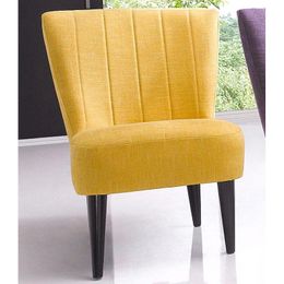 OTTO home Cocktailsessel &raquo;Jan&laquo; mit Wellenunterfederung, Massivholzf&uuml;&szlig;e gelb Struktur ( 85% Polyester, 15% Viscose ) Struktur, B/H/T: 65cm x 88cm x 