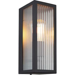 Globo LIGHTING Au&szlig;en-Wandleuchte &raquo;GUNDULA&laquo; E27 1 Stk. Au&szlig;enlampe/schwarz/IP44/Terrasse/Wand/Glas gerillt schwarz 1 Stk.
