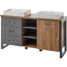 Home Affaire Waschtisch &raquo;Detroit, Unterschrank mit Apothekergriff, Badschrank, Industrialdesign&laquo; gelb B/H/T: 138cm x 85cm x 40cm