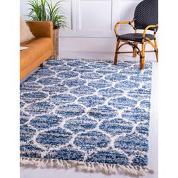 MyFlair Hochflor-Teppich &raquo;Top Shag, LAGERR&Auml;UMUNG&laquo; rechteckig 32 mm H&ouml;he gewebt, melierte Optik, weich & kuschelig, mit Fransen blau Polypropylen (PP) B : 66cm