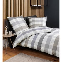 Janine Bettw&auml;sche &raquo;moments 98130 06&laquo; mit Rei&szlig;verschluss grau Mako-Satin, Obermaterial: 100% Baumwolle B/L: 135cm x 200cm, 1 Stk., 1 Stk., Mako-Satin, B/L: 