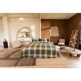 Kayori Bettw&auml;sche &raquo;Gassho&laquo; 2 Stk. Bio-Baumwolle-Flanell gr&uuml;n Flanell, Obermaterial: 100% Baumwolle B/L: 155cm x 220cm, 1 Stk., 1 Stk., Flanell, B/L: 