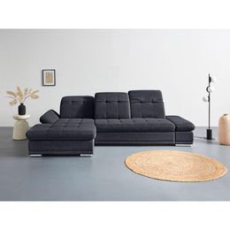COTTA Ecksofa &raquo;Holiday L-Form mit Sitztiefen-, Armteil- und Kopfteilverstellung&laquo; wahlweise mit Schlaffunktion & Bettkasten schwarz 90% Polyester, 10% 