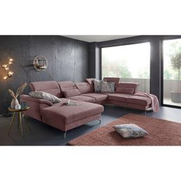 Sit & More sit&more Wohnlandschaft &raquo;Percy U-Form&laquo; 12 cm Fu&szlig;h&ouml;he, Sitztiefenverstellung, wahlweise in 2 Fu&szlig;farben lila B/H/T: 343cm x 235cm, Luxus-Microfaser 