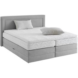 Westfalia Schlafkomfort Boxspringbett wahlweise mit Bettkasten und Topper grau Microvelours Ohne Topper,mit Bettkasten, Liegefl&auml;che B/L: 180cm x 200cm, Gewicht bis: 100 kg H3