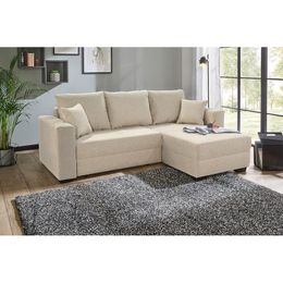 Jockenh&ouml;fer Wohnlandschaft &raquo;Elmau L&laquo; mit Schlaffunktion, Bettkasten & 2 Zierkissen beige Korpus: 100% Polyester;Kissen: 100% Polyester B/H/T: 235cm x 90cm, 