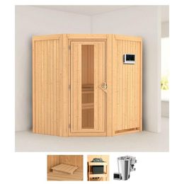 Karibu Sauna &raquo;Tomke&laquo; Set, 3,6-kW-Bio-Plug & Play Ofen mit externer Steuerung beige Bio-Kombiofen, externe Steuerung, 3,6 kW
