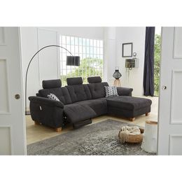 Jockenh&ouml;fer Ecksofa &raquo;Savona L-Form, B: 299 cm&laquo; mit elektr. Relaxfunktion, USB, 2 Zierkissen & 3 Kopfst&uuml;tzen schwarz Luxus-Microfaser (92% Polyester, 8% Nylon);