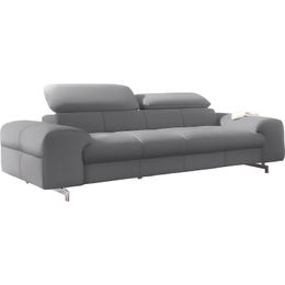 COTTA 3-Sitzer &raquo;Chef&laquo; Big-Sofa mit Kopfteilverstellung, edle Metallkufen grau Luxus-Microfaser (100% Polyester);Softlux -Kunstleder;Leder Pampas (