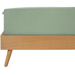 Schiesser Spannbettlaken &raquo;Elli&laquo; f&uuml;r hohe Matratzen und Boxspringbetten, MADE IN GREEN by OEKO-TEX gr&uuml;n Jersey-Elasthan, Obermaterial: 97% Baumwolle, 3% Elasthan