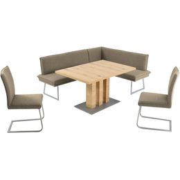 K+w Komfort & Wohnen K+W Komfort & Wohnen Essgruppe &raquo;Santos III&laquo; 4 Stk. tlg. gepolsterte Eckbank und St&uuml;hle, langer Schenkel rechts oder links beige B/H/T: 205cm x 86cm x 
