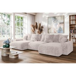 Home Affaire Wohnlandschaft &raquo;LAKESIDE mit Bettfunktion und Bettkasten, Ma&szlig;e B/T/H: 332,5/142/84 cm&laquo; U‐Form mit vielen Kissen und Wellenunterfederung 