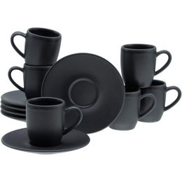 Creatable Espressotasse &raquo;Soft Touch Black&laquo; 12-teilig, inkl. Untertasse schwarz Steinzeug 96ml, 12 Stk.