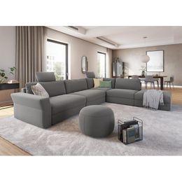 Sit & More sit&more Ecksofa &raquo;Cadabra L-Form&laquo; Breite 356 cm, mit Sitztiefenverstellung grau Samtoptik (100% Polyester);Soft clean (98% Polyester, 2% Polyamid);