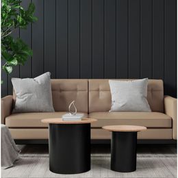 M&ouml;bilia Beistelltisch Set, 2 Stk. tlg. Ablagefl&auml;che aus Kork schwarz MDF mit Kork, Pinie B/H/T: 50cm x 45cm x 50cm, MDFmit Kork, Beine Pinie
