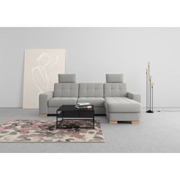 Sit & More sit&more Ecksofa &raquo;Quincy L-Form&laquo; wahlweise mit Schlaffunktion und Bettkasten silber B/H/T: 252cm x 82cm x 161cm, Luxus-Microfaser, Recamiere rechts, 