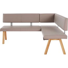 OTTO home Eckbank &raquo;Rio&laquo; Massivholz in Eiche ge&ouml;lt, Esszimmerbank bequem gepolstert grau Kunstleder B/H/T: 190cm x 89cm x 140cm, Kunstleder, langer 