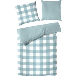 Primera Bettw&auml;sche &raquo;Basic Perkal&laquo; 2 Stk. im modernen Karodesign blau Perkal, Obermaterial: 100% Baumwolle B/L: 135cm x 200cm, 1 Stk., 1 Stk., Perkal, B/L: 