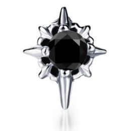 Firetti Damen Single-Ohrstecker &raquo;Schmuck Geschenk Ohrschmuck einzeln Kreuz&laquo; mit Zirkonia (synth.) schwarz 6,5mm, Edelstahl Kautschuk