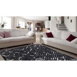 Kayoom Teppich &raquo;Spark 410&laquo; rechteckig 8 mm H&ouml;he 100% Leder, Unikat, fusselarm, Allergiker & Fu&szlig;bodenheizung geeignet schwarz Rindsleder B : 160cm 1 Stk., 8mm
