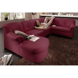 DOMO collection Wohnlandschaft &raquo;Papenburg, zeitlose R&uuml;ckensteppung, elegante Formensprache, U-Form&laquo; in gro&szlig;er Farbvielfalt, wahlweise mit Bettfunktion