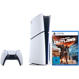 Playstation 5 Konsolen-Set &raquo;PS5 Disk Edition (Slim) + Star Wars Outlaws&laquo; 1.000 GB 1 TB schwarz Atemberaubende Spielerlebnisse: Entdecke ein noch 