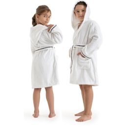 Bruno Banani Kinderbademantel &raquo;Danny, Ideal f&uuml;r Zuhause, Schwimmbad oder im Urlaub&laquo; 1 Stk. mit Logostreifen, aus 100% Baumwolle wei&szlig; Walkfrottee 128/134 L: 84cm