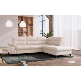 Sit & More sit&more Ecksofa &raquo;Astoria L-Form&laquo; wahlweise mit motorischer Relaxfunktion beige 100% Polyester B/H/T: 256cm x 91cm x 225cm, Luxus-Microfaser ALTARA 