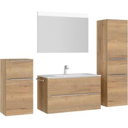 Nobilia Badm&ouml;bel-Set &raquo;Levere&laquo; vormontiert, mit Soft-Close, 4 Stk. tlg. braun B/H/T: 210cmcm x 169cmcm x 48,7cmcm, Griffe chrom