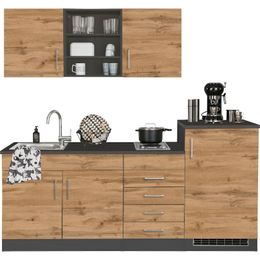 KOCHSTATION K&uuml;che &raquo;KS-Mali&laquo; Breite 210 cm, mit E-Ger&auml;ten grau B/H/T: 210cm x 200cm x 60cm,mit E-Ger&auml;ten, Kochmulde