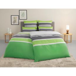 Tom Tailor HOME Bettw&auml;sche &raquo;Felix in Gr. 135x200 oder 155x220 cm&laquo; 3 Stk. mit GRATIS-Zugabe: G&auml;stehandtuch (100% Baumwolle), mit Rei&szlig;verschluss gr&uuml;n 
